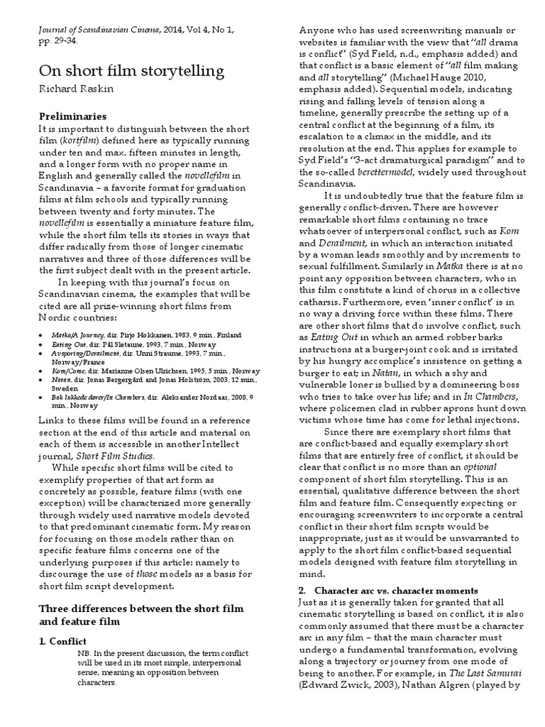On Short Film Storytelling Formatted | PDF | Narrative | Storytelling
