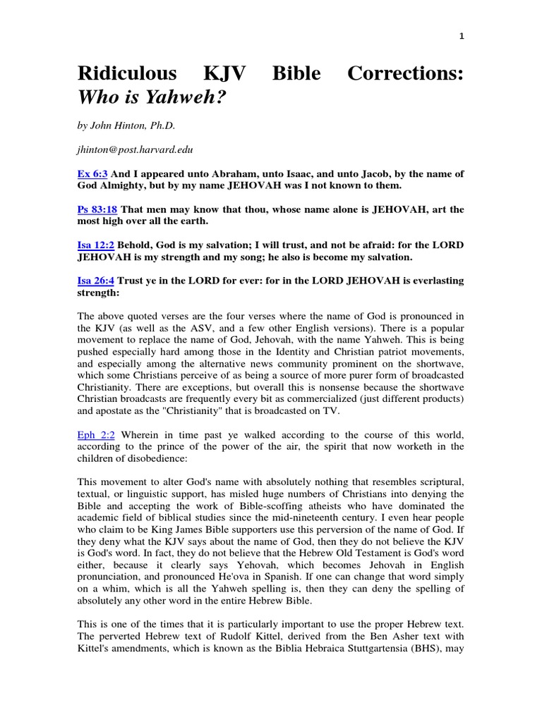 Ridiculous KJV Bible Corrections | PDF | Jehovah | Tetragrammaton
