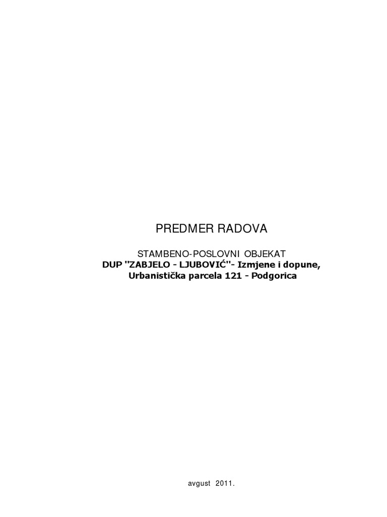 Predmer Grubih Radova | PDF