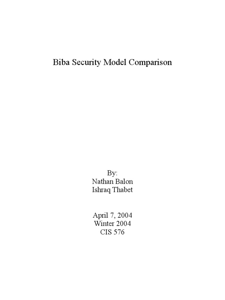 Biba Security Model Comparison | PDF | Conceptual Model | Security ...