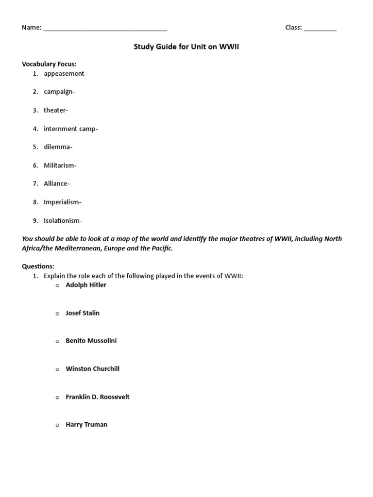 Wwii Study Guide | PDF