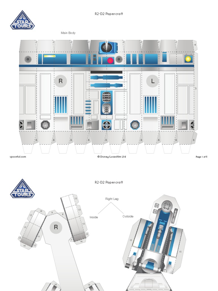 r2 d2 Papercraft Star Wars Star Tours Printable 0213 PDF | PDF