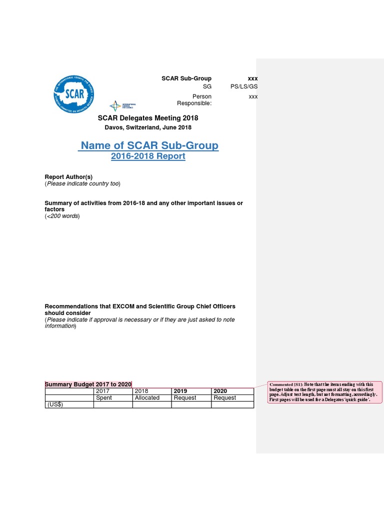 SCAR Sub-Group 2016-2018 Report | PDF | Business