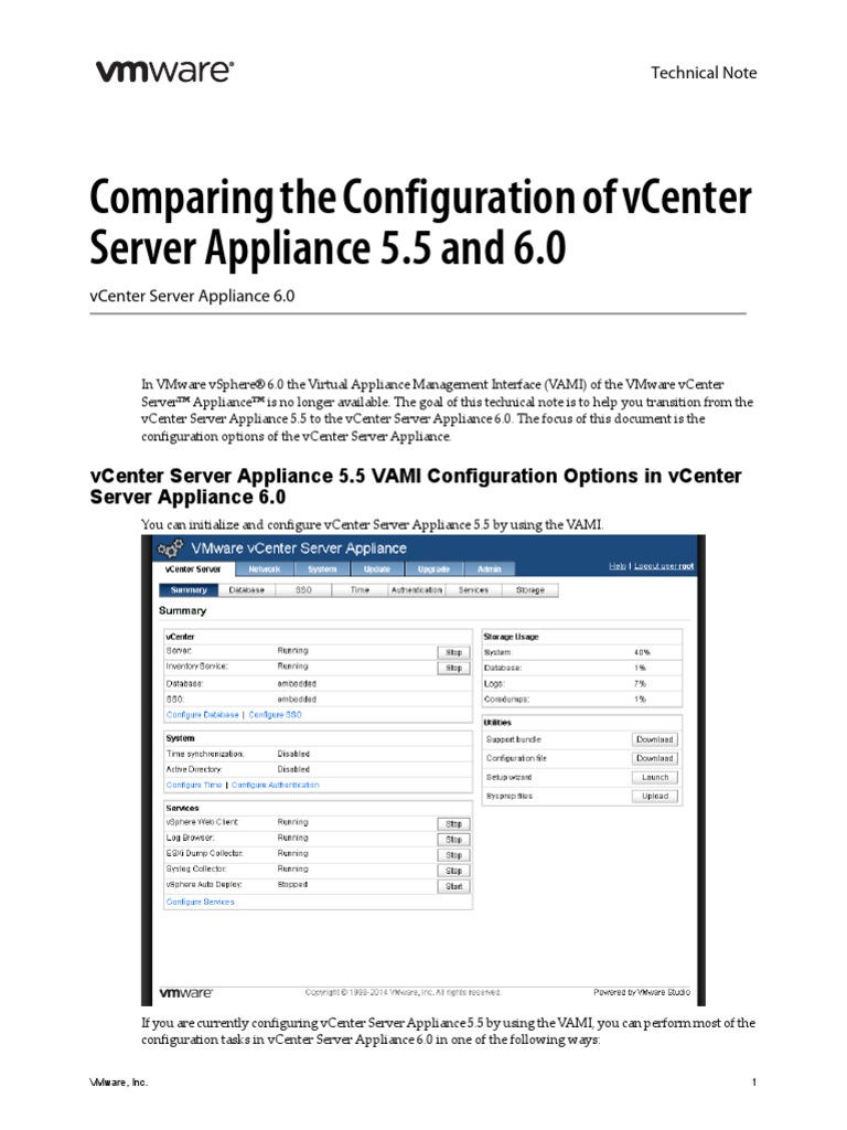 VMware Vsphere 60 Vcenter Server Appliance 55 60 Comparison | PDF | Shell (Computing) | Command ...