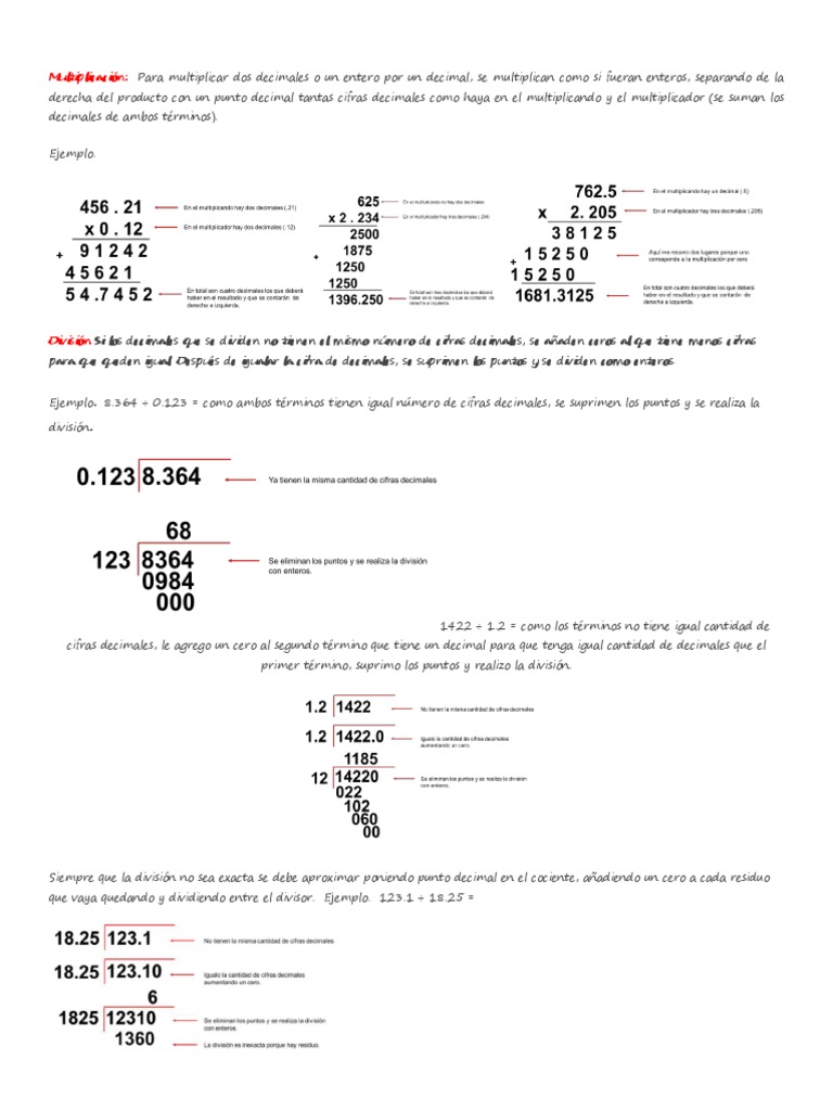 Decimales Multiplicación y División | PDF