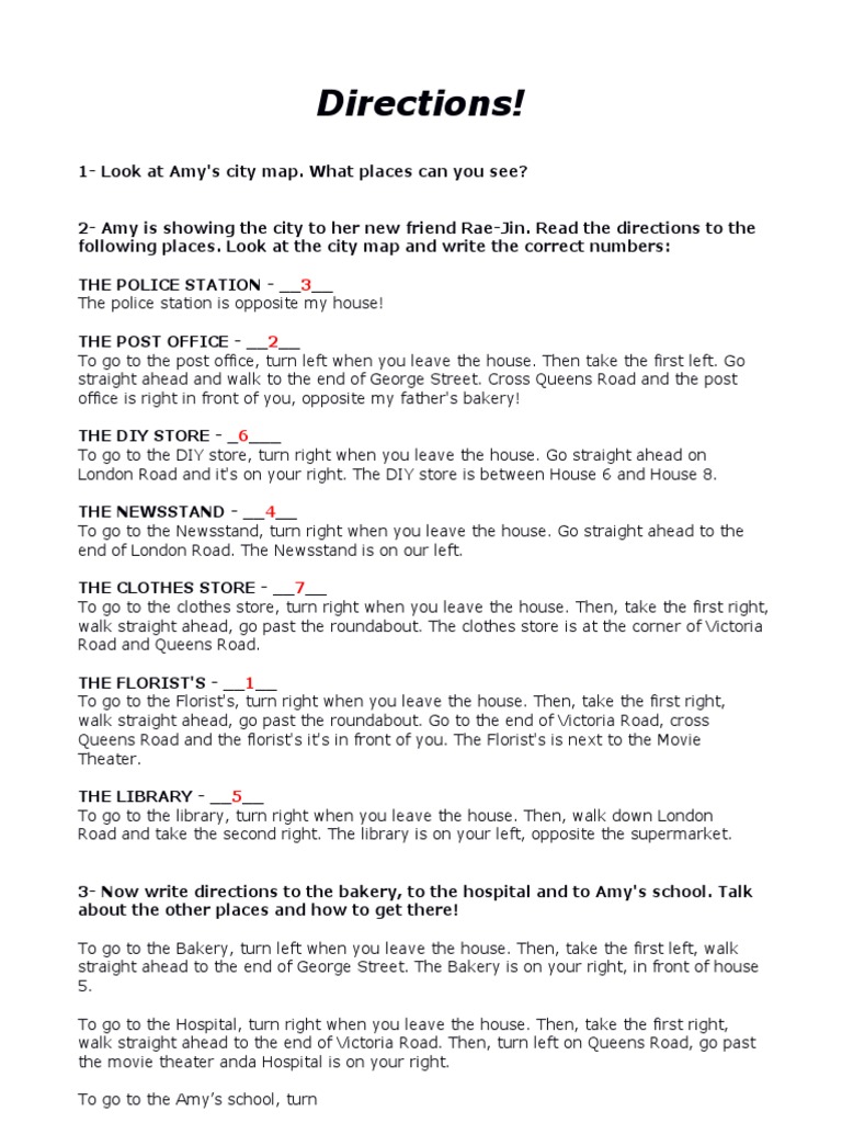 Unit 5 - Directions Game | PDF