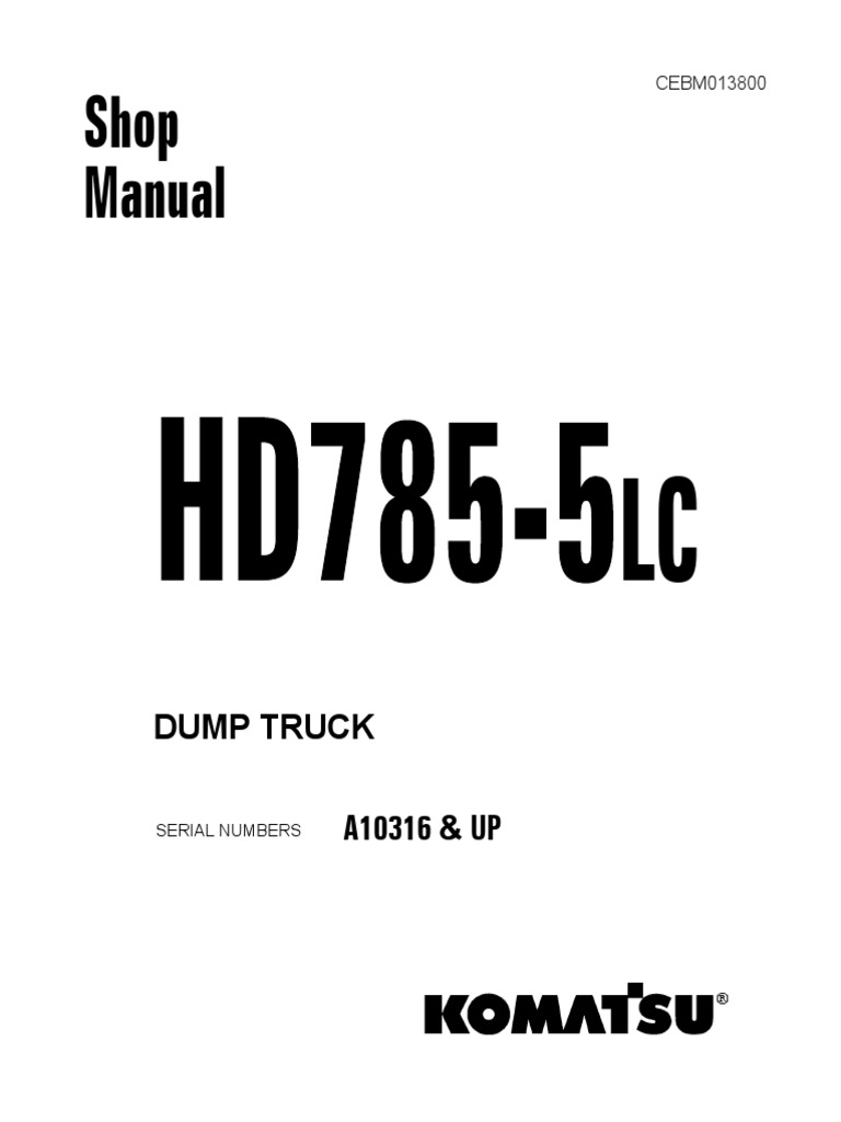 HD 785 - 5LC CEBD013800 Shop Manual PDF | PDF | Automatic Transmission ...