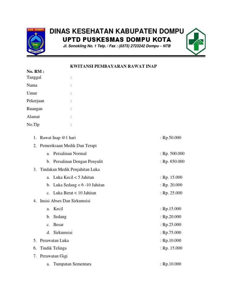 Kwitansi Pembayaran Rawat Inap | PDF | Pengelolaan Keuangan & Uang | Griya & Taman