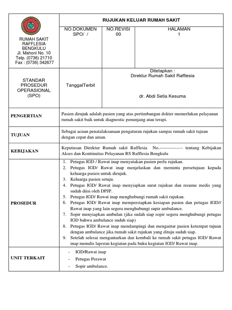 Sop Rujukan Ke Rs Lain | PDF | Sains & Matematika