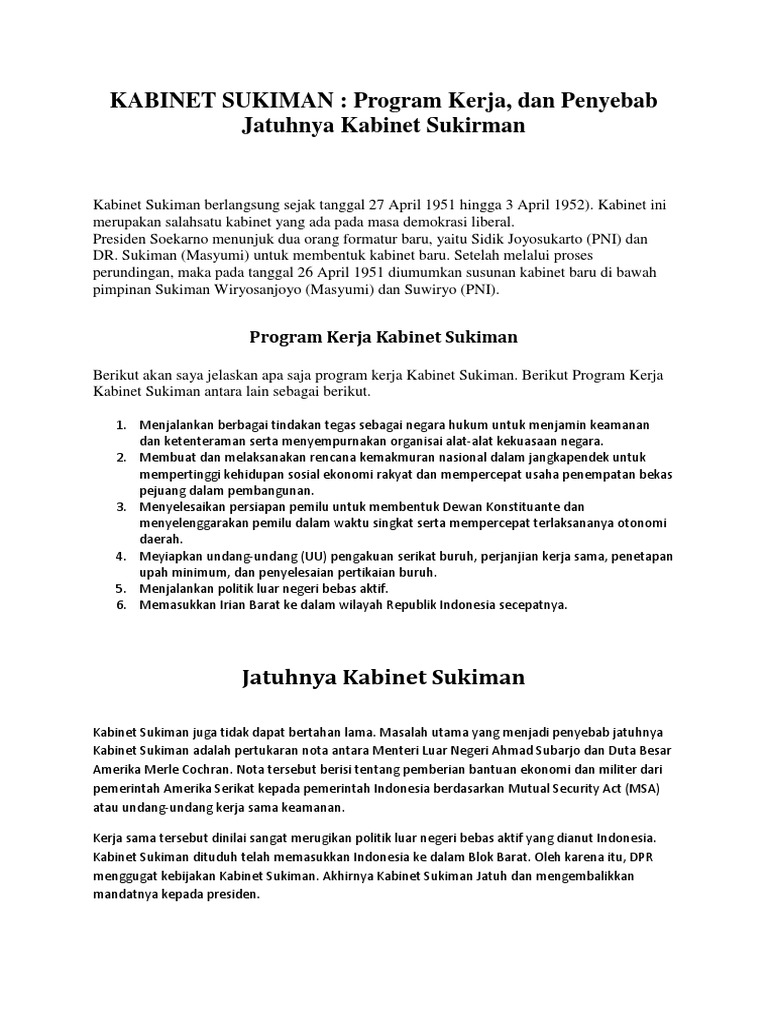 Kabinet Sukiman | PDF