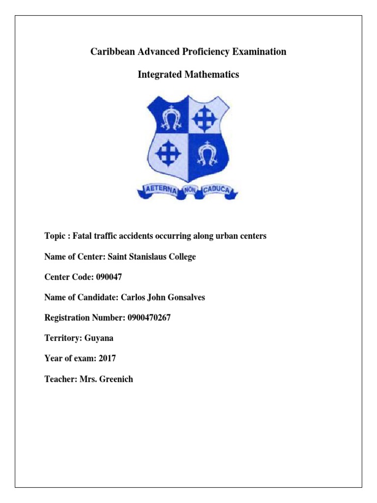 Integrated Mathematics I.A (Internal Assessment) Carlos Gonsalves ...