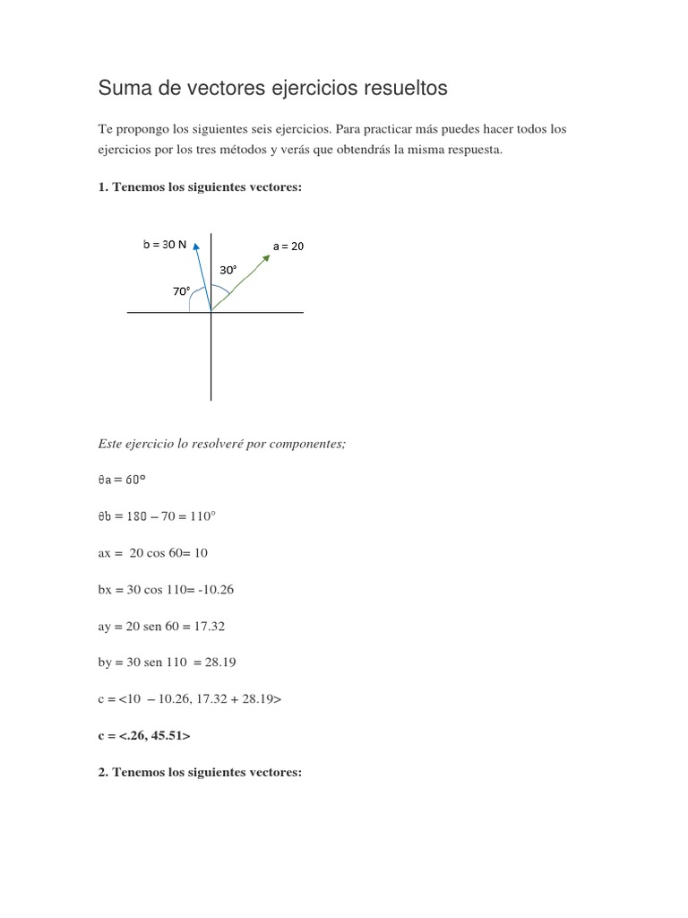 Suma de Vectores Ejercicios Resueltos | PDF | Vector Euclidiano | Álgebra lineal