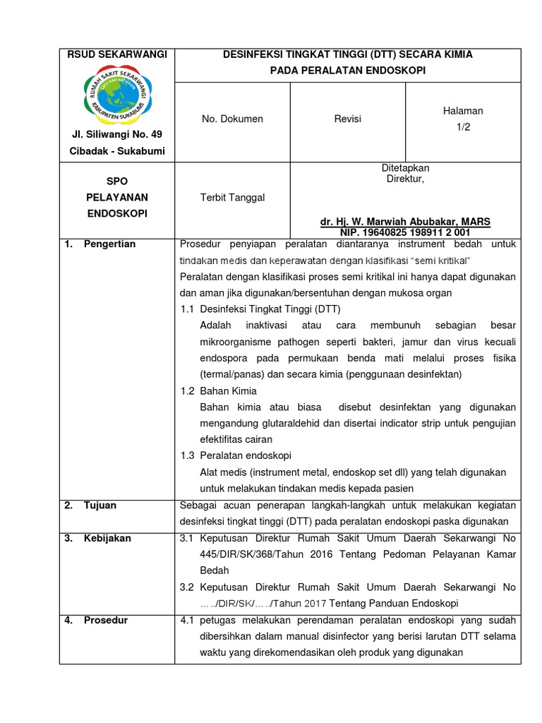 Sop DTT Pada Alat Endoskopi | PDF