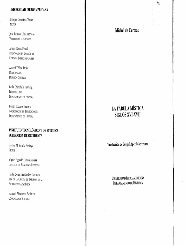 Michel de Certeau La Fabula Mistica | PDF