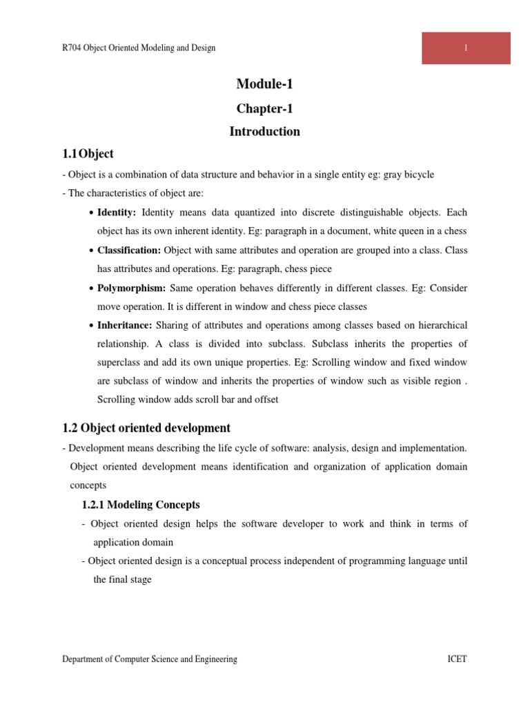 Module 1 OOMD | PDF | Inheritance (Object Oriented Programming) | Class (Computer Programming)