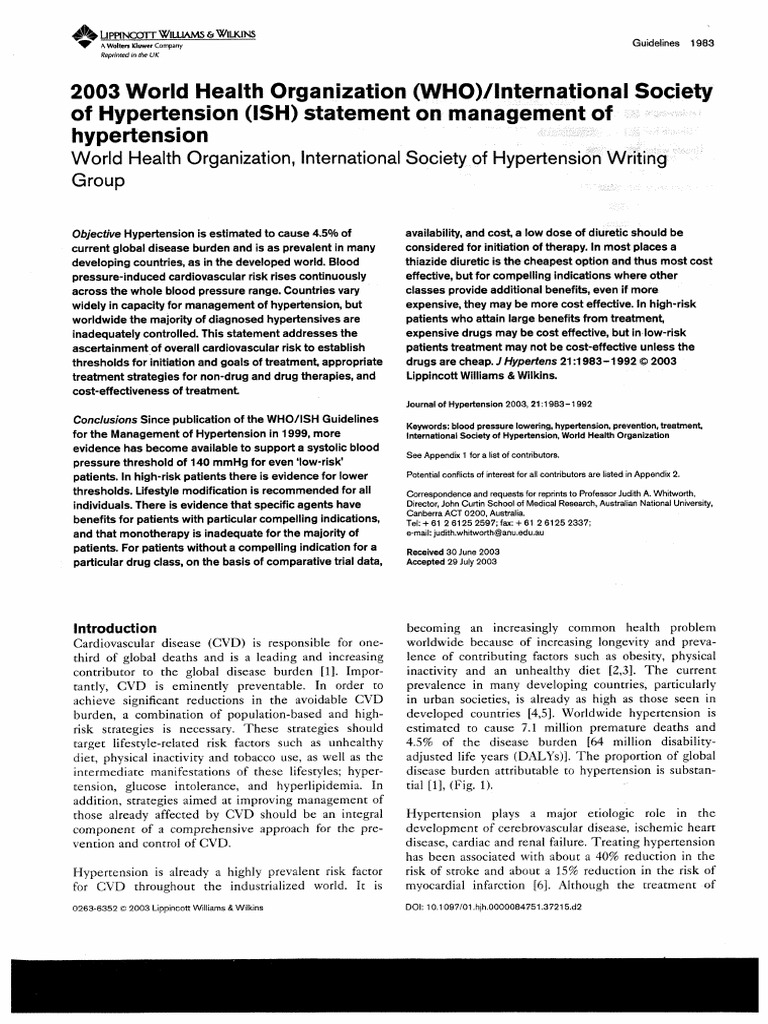 Hypertension Guidelines PDF | PDF