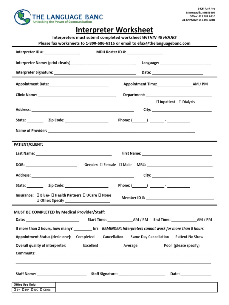 Interpreter Worksheet For Interpreting Solutions To Patients | PDF ...
