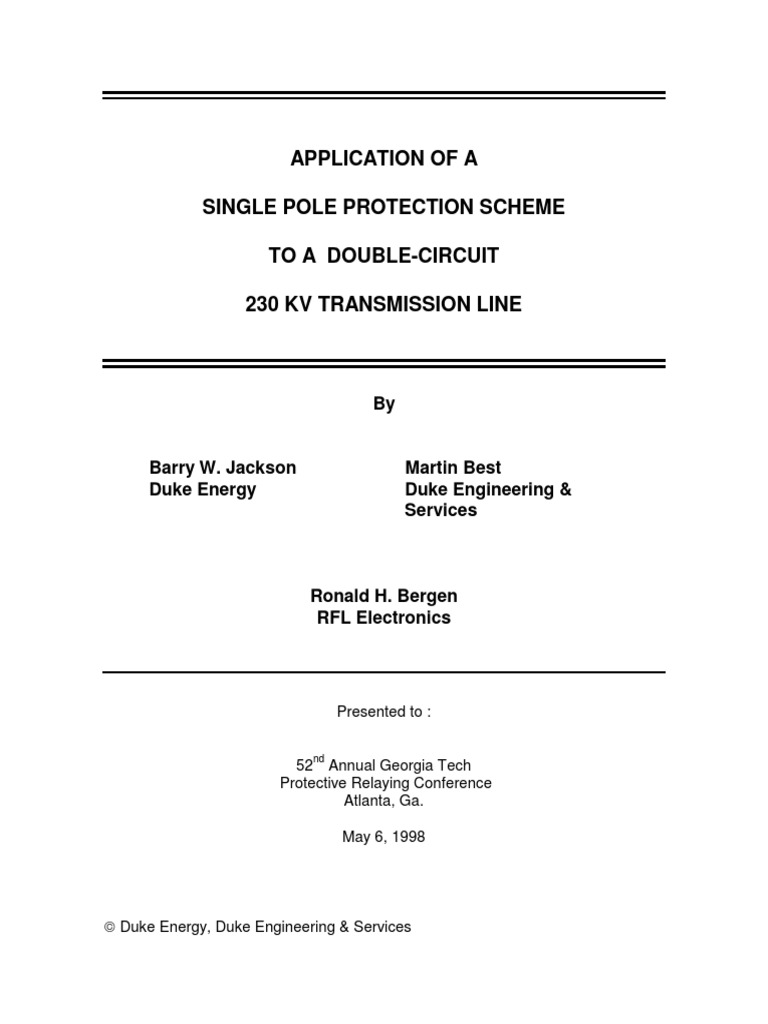 Single Pole Protection for 230kV Line | PDF | Relay | Electric Power ...