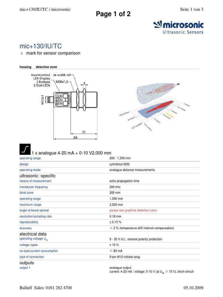 Microsonic MIC+130 Technical Overview | PDF | Electromagnetism ...