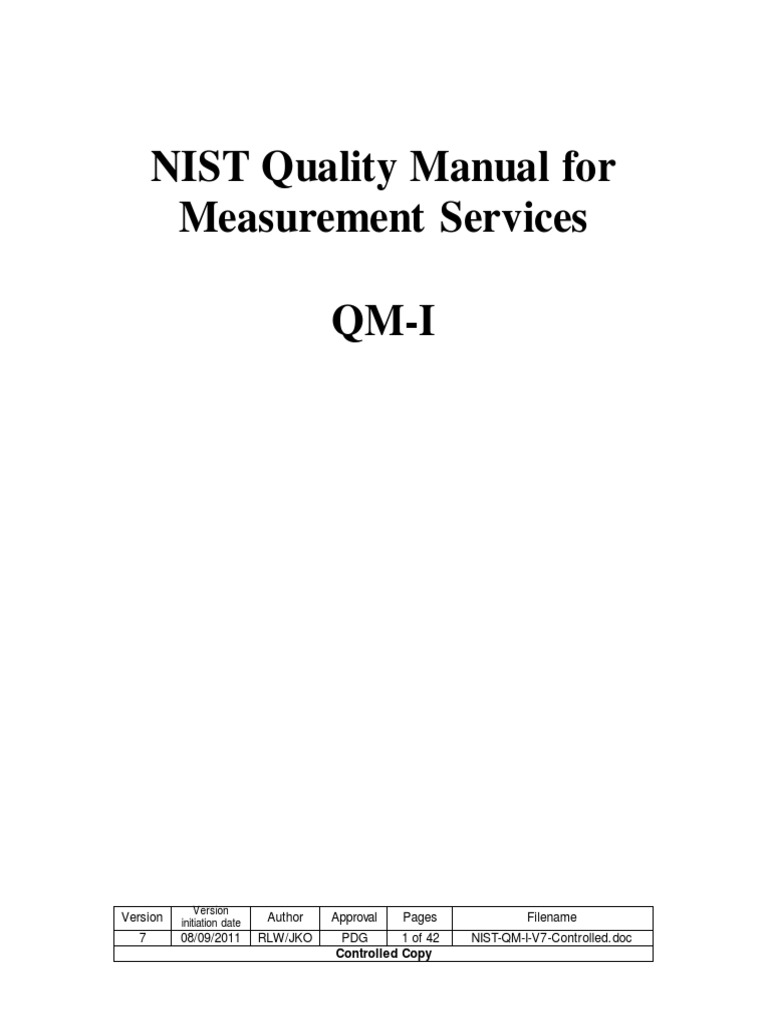 NIST Quality Manual For Measurement Services Qm-I | PDF | Metrology ...