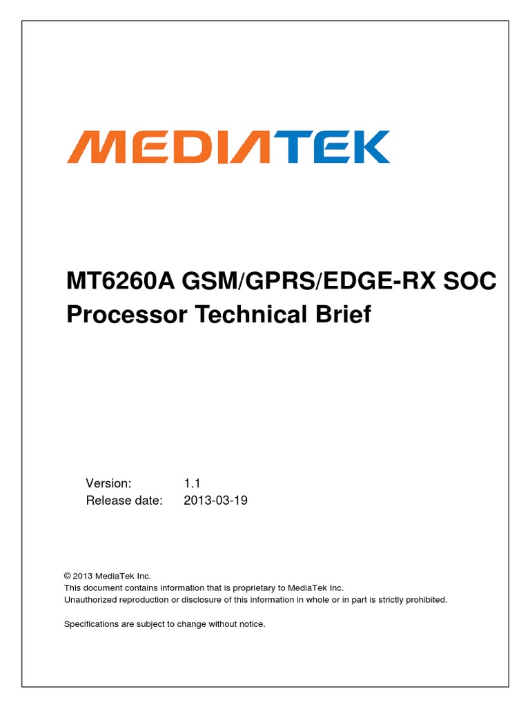 Mt6260a Mediatek | PDF | General Packet Radio Service | Media Technology