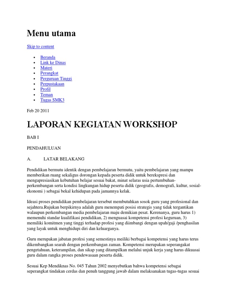 Contoh Laporan Workshop | PDF