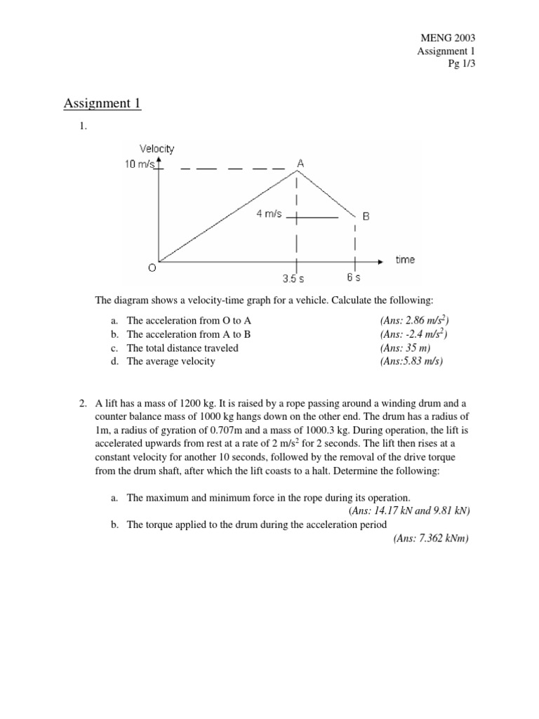 Assignment 1 | Download Free PDF | Speed | Acceleration
