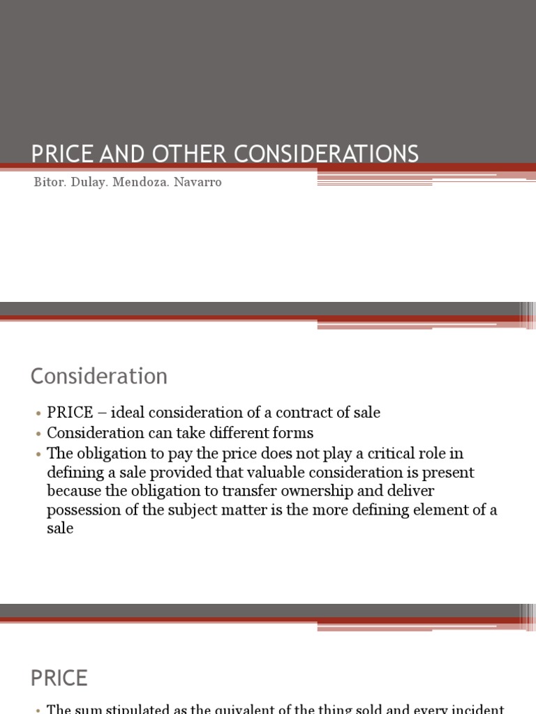 Price and Other Considerations | PDF | Consideration | Prices
