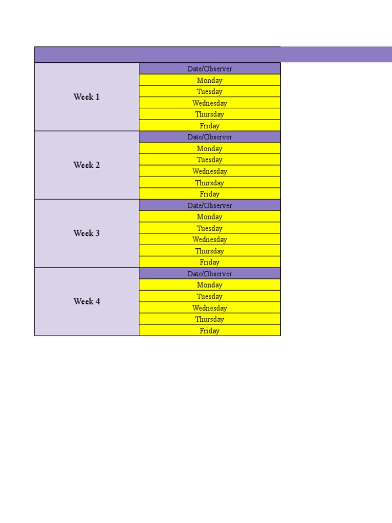 Weekly Walkthrough Schedule Overview | PDF | Art
