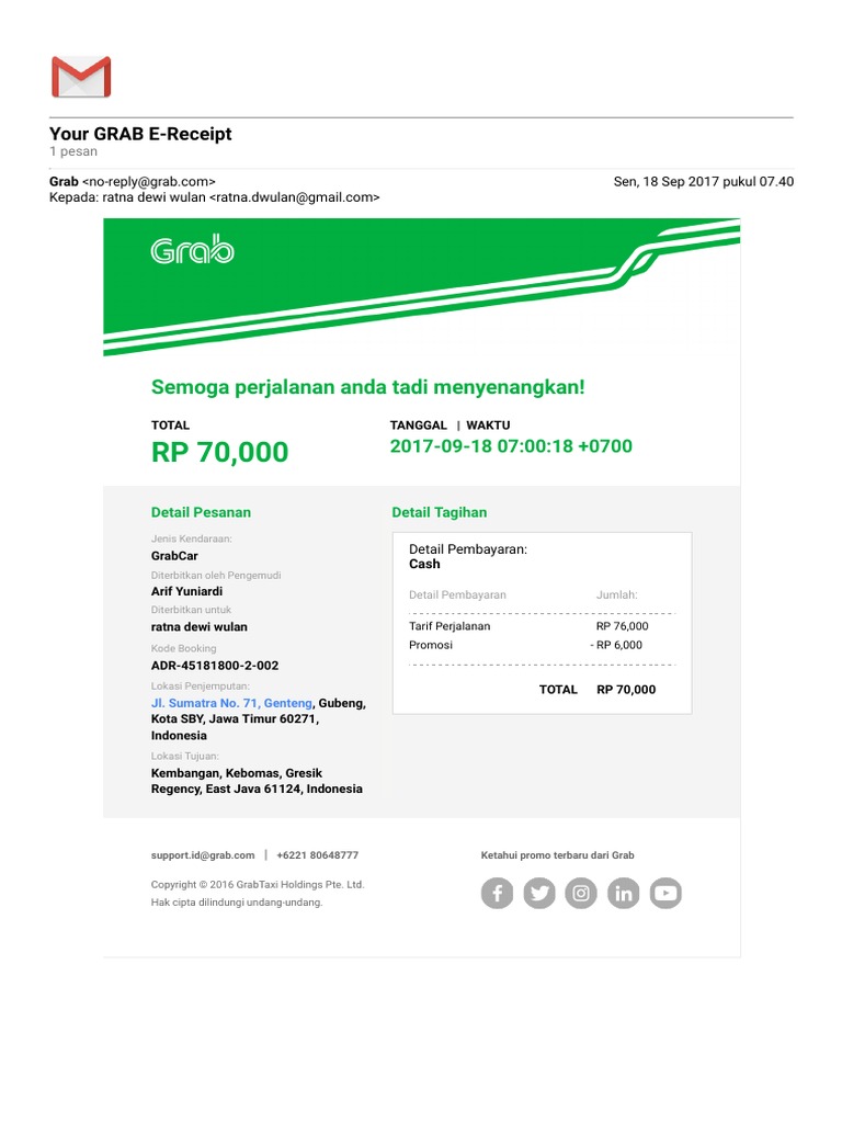 Gmail - Your GRAB E-Receipt | PDF