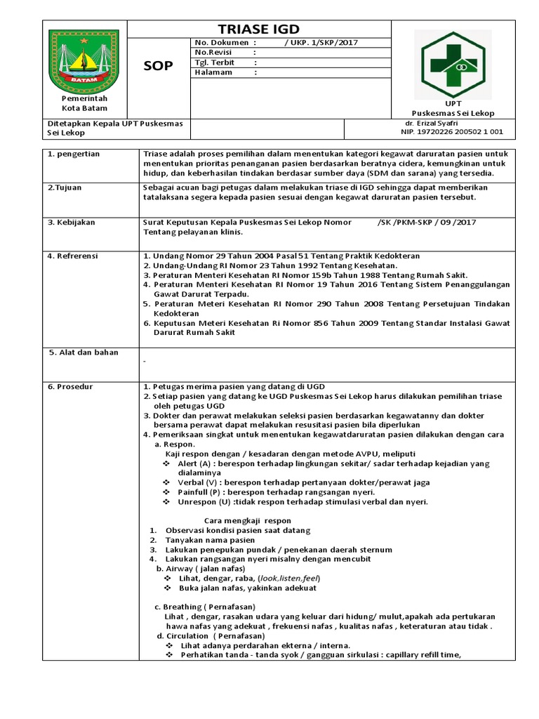 Sop Triase Ugd | PDF
