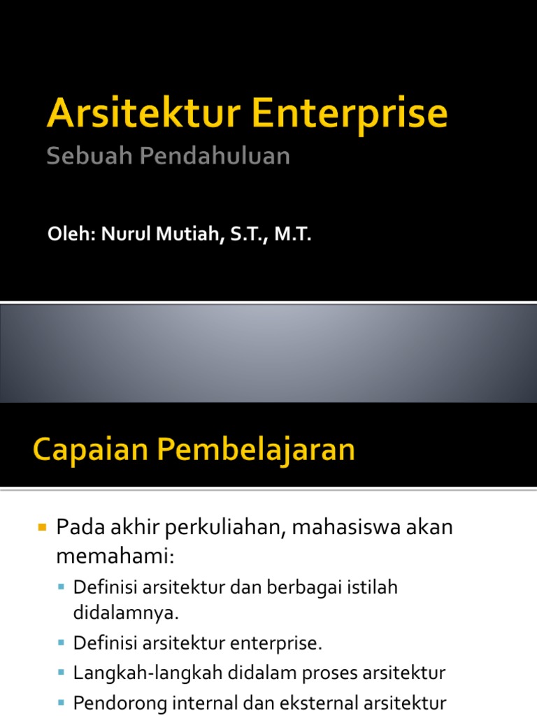 01 Pendahuluan Arsitektur Enterprise | PDF | Bisnis | Seni