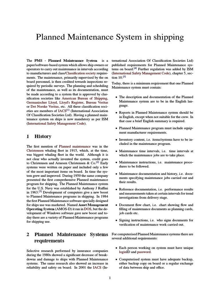 Planned Maintenance System in Shipping | PDF | Ships | Surveying