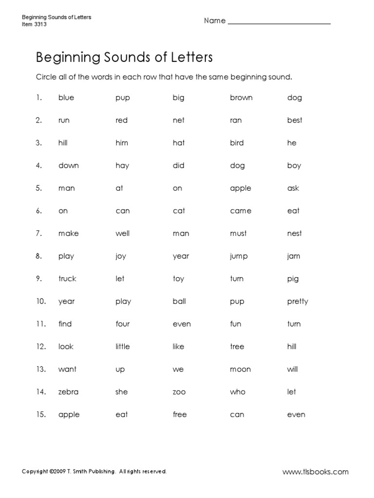 Beginning Sounds of Letters | PDF