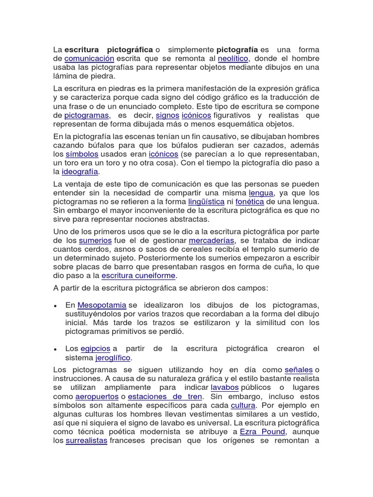La Pictografia | PDF | Escritura | Los símbolos