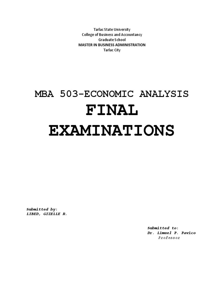 MBA Economic Analysis Final Exam Guide | PDF | Deficit Spending | Inflation