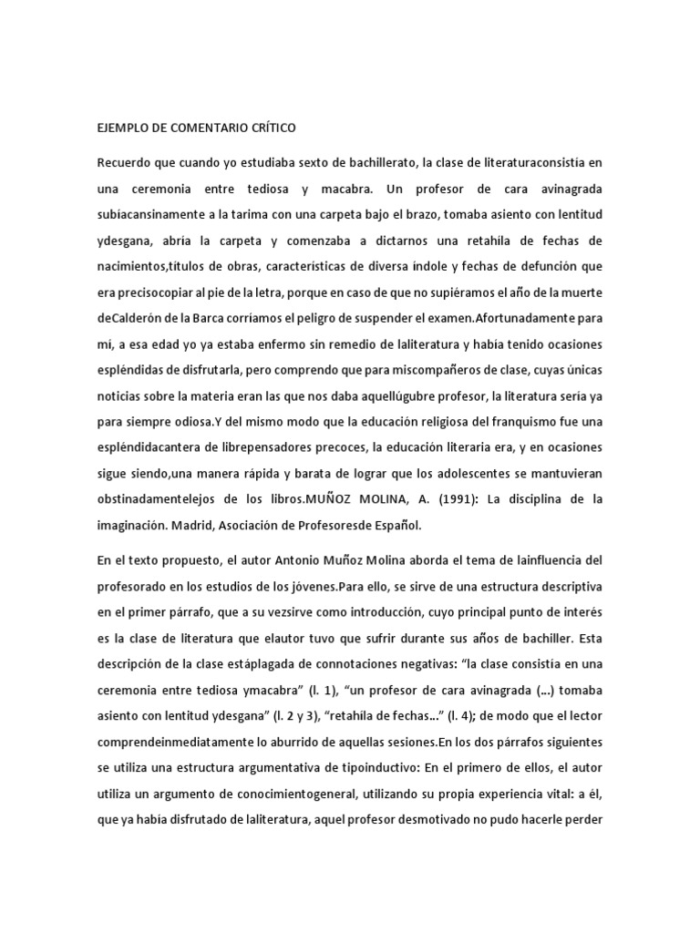 Ejemplo de Comentario Crítico | PDF | Science | Ciencia filosófica