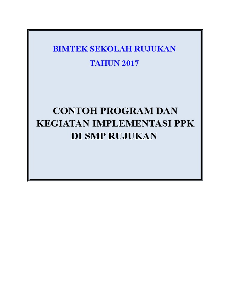 Ccontoh Program Dan Kegiatan Implementasi PPK Di Sekolah New | PDF