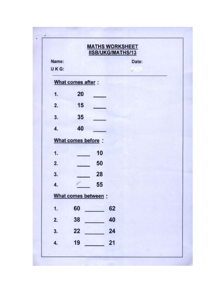UKG Maths 13 | PDF