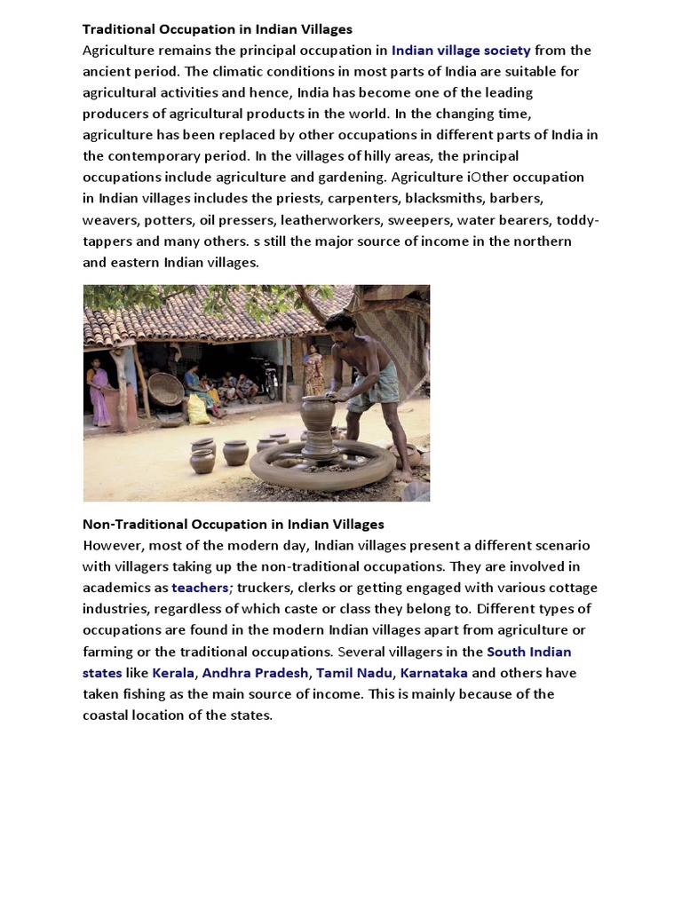 Traditional Occupation in Indian Villages | PDF | Agriculture