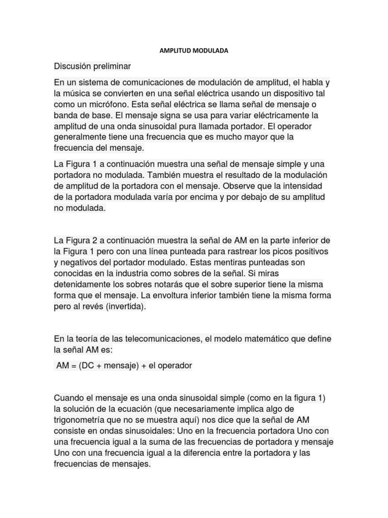 Amplitud Modulada | PDF | Modulación | Ingenieria Eléctrica