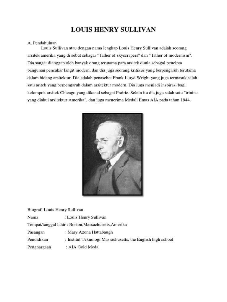 Biografi Louis Henry Sullivan | PDF
