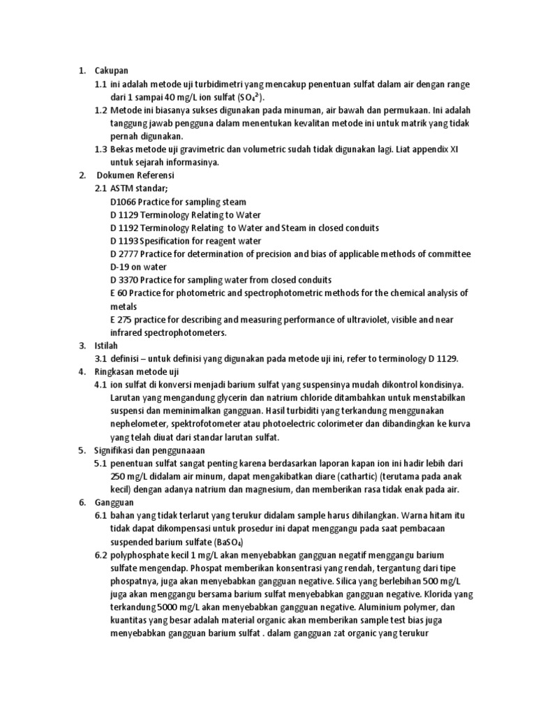 Standar Test Method For Sulfate Ion Water | PDF