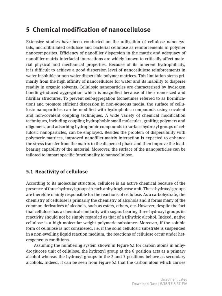 Dufresne 2012 (Cap5) Nanocellulose 5 Chemical Modification of ...