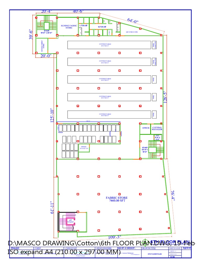 6th Floor Plan for MASCO Linens Ltd. Textile Factory Showing Cutting ...