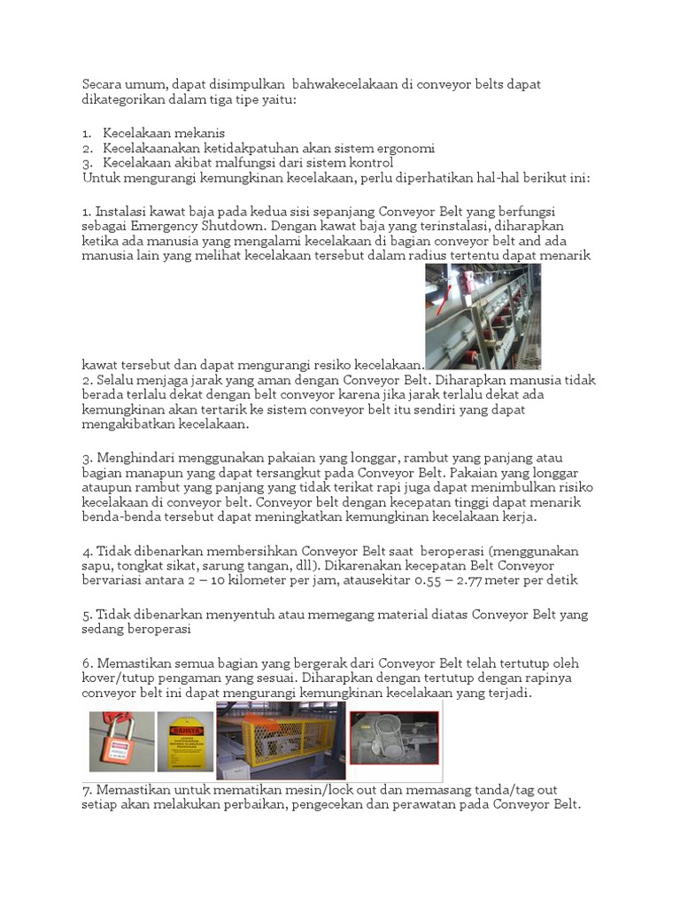 Bahaya dan Penanganan Conveyor Belt | PDF | Griya & Taman | Sains & Matematika