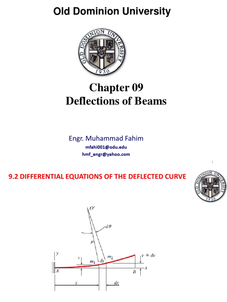 Deflections of Beams: Old Dominion University | PDF | Bending | Beam (Structure)