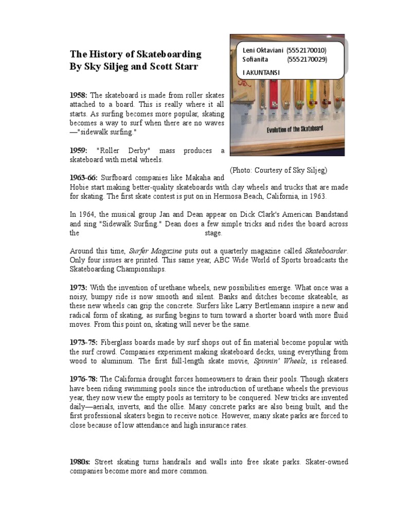 Skateboarding Evolution Timeline | PDF | Travel