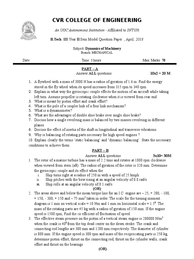DOM Model Paper | PDF | Torque | Classical Mechanics