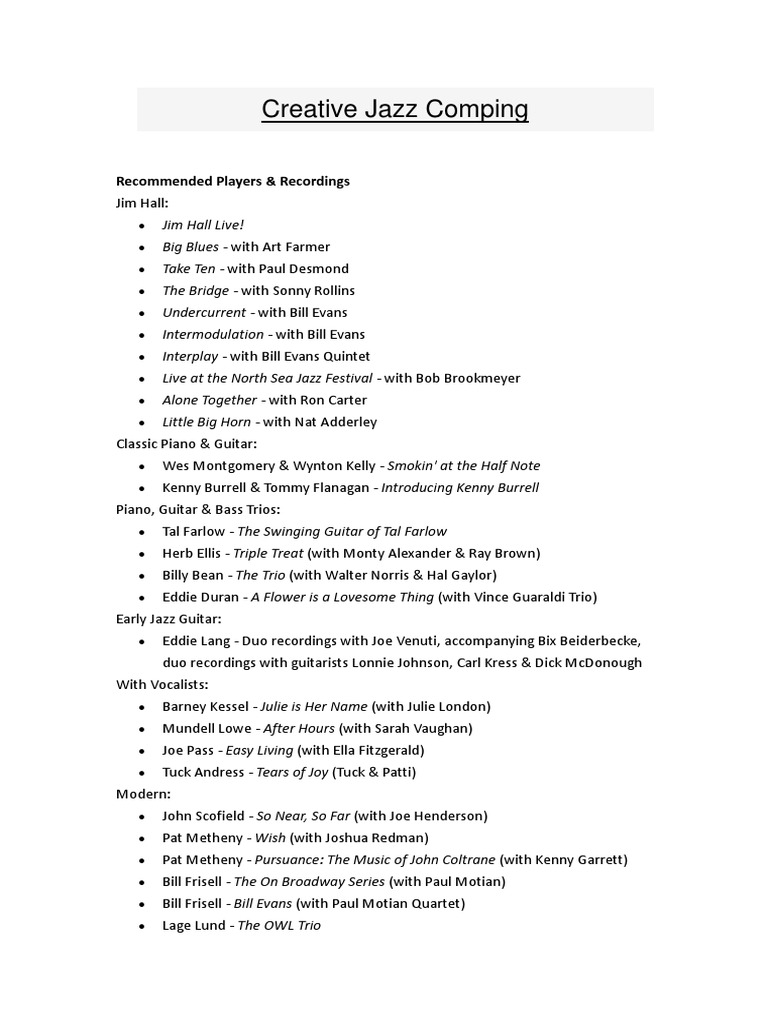 Creative Jazz Comping | PDF